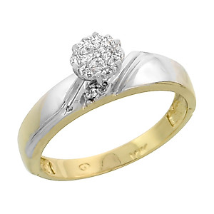 10k Gold Diamond Trio Engagement Wedding Ring Set for Him and Her 3-piece 6 mm & 4.5 mm 0.10 cttw size 8.5