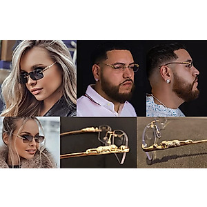 UM Vintage Rimless Sunglasses Retro Luxury Gold Metal Frameless Rectangle Lens Sun Glasses