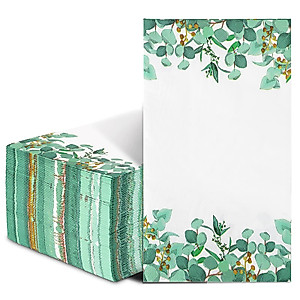 100 Pieces Eucalyptus Napkins 3 Ply Sage Green Paper Napkins Disposable Hand Towels Green Leaves Dinner Paper Decorative Guest Napkins Bathroom for Kitchen Cocktail Parties Bridal Shower