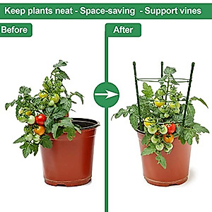 Plant Support Tomato Cages for Garden,4 Pack 18inch Tomato Stakes Plant Stakes for Climbing Plants Adjustable Plant Trellis for Peony Support(4 Pack with 20M Garden Twist Tie)