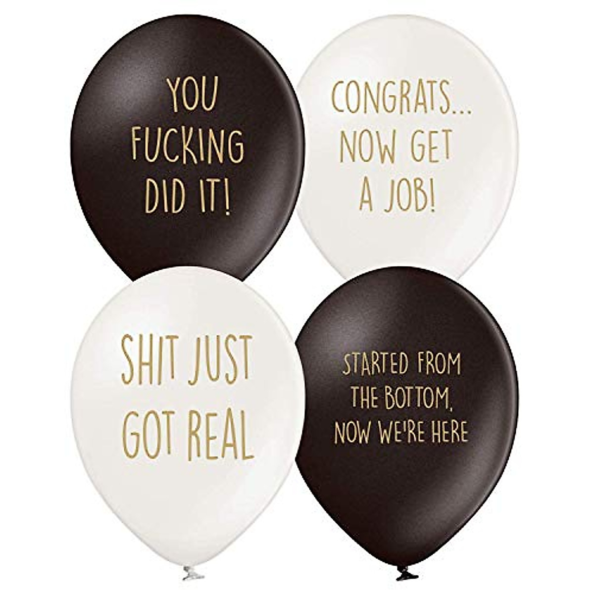 Rude Graduation Balloons - Pack of 12 Premium White And Black Funny Balloons - Class of 2023