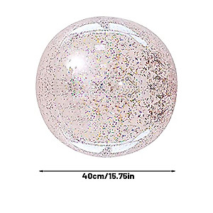 Muised Beach Ball Pool Toys Balls Giant Confettis Glitters Inflatable Clear Beach Ball, Swimming Pool Games Bath Time Toys for Toddlers 1-3 Toddler Beach Water Toys for Toddlers 1-3