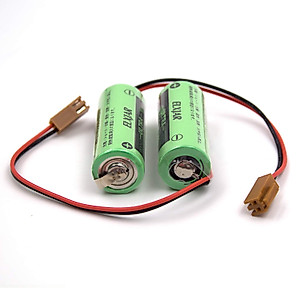 (2-Pack) 3V 2200mAh PLC Replacement Battery for SANYO CR17450SE-R A98L-0031-0012 - CR17450-17450, FANUC CNC Series Power Mate iD, PowerMate iH, 0i-B/0i-Mate-B, 15-B, 15i-A, 15i-B, 16/18-B, 16i/18i/21i