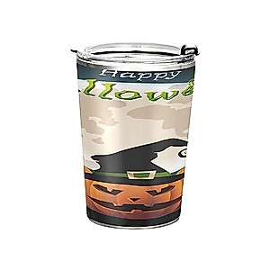 Jihqo Lantern Pumpkin Halloween Tumbler with Lid and Straw, Insulated Stainless Steel Tumbler Cup, Double Walled Travel Coffee Mug Thermal Vacuum Cups for Hot & Cold Drinks 12oz