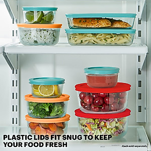 Pyrex Simply Store 18-Pc Glass Food Storage Containers Set, Round & Rectangle Glass Storage Containers with Lid, BPA-Free Lids, Non-Pourous Glass, Dishwasher, Microwave, Fridge and Freezer Safe