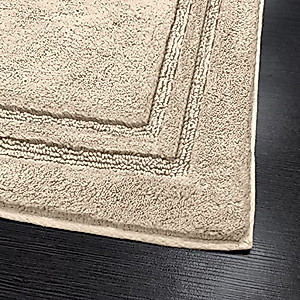 SUPERIOR Non-Slip Cotton 2 Piece Bath Rug Set with Spray Latex Backing, 20" x 30", 24" x 36", Stone