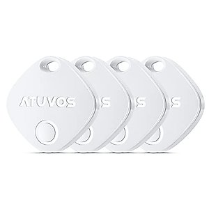 ATUVOS Luggage Tracker, Key Finder, Smart Bluetooth Tracker Pairs with Apple Find My (iOS Only), Item Locator for Bags, Wallets, Keys, Waterproof IP67, Anti-Lost 4 Pack