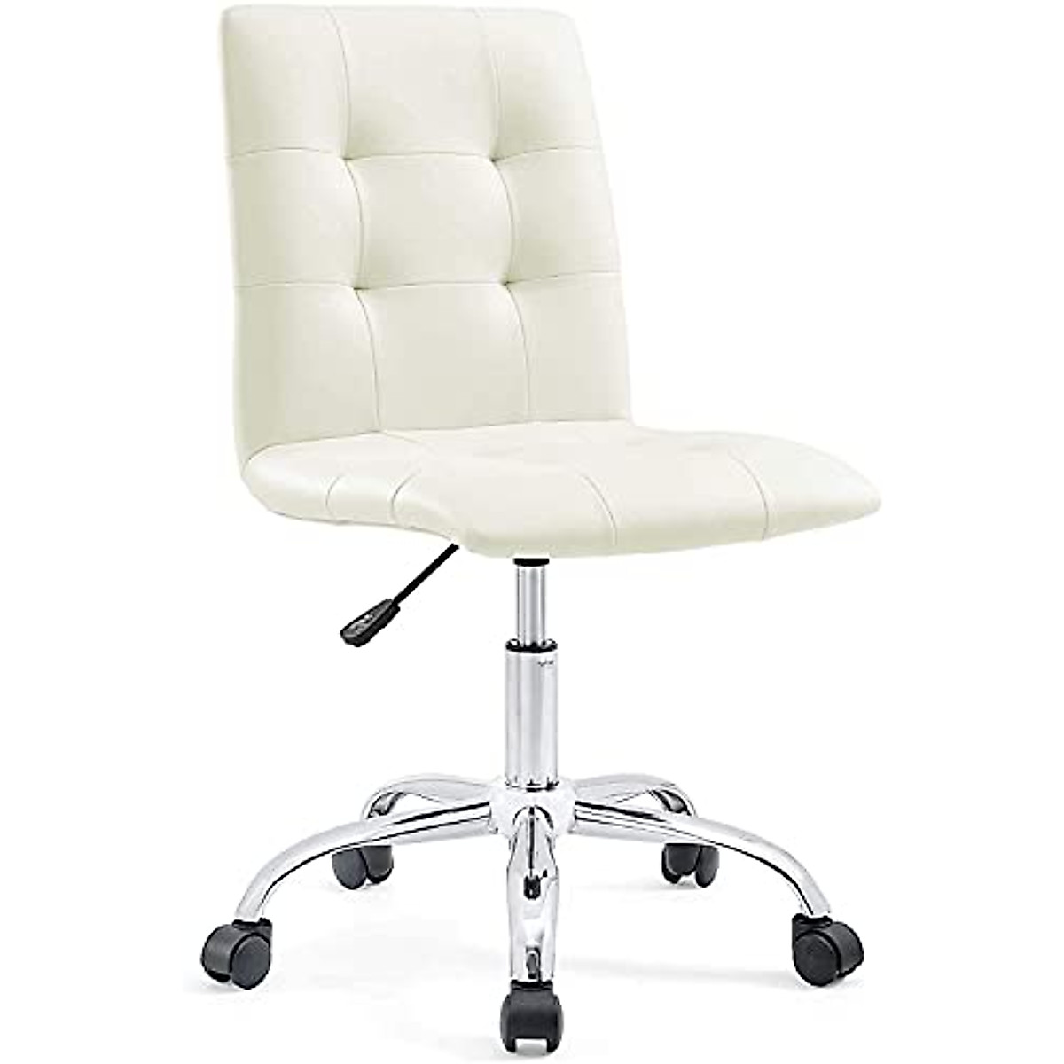 Modway Prim Ribbed Armless Mid Back Swivel Conference Office Chair In White