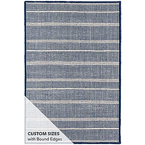 Dash & Albert Samson Navy Handwoven Indoor/Outdoor Rug, 8 X 10 Feet, Blue/Ivory Stripe Pattern