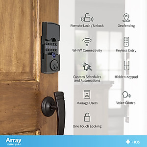 Array by Hampton - Gen 2 Cooper Smart Lock for Front Door, Satin Nickel - Deadbolt with WiFi Keyless Entry, Compatible with Amazon Alexa and Google