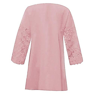 Andongnywell Women's Casual V Neck Tops Hollow Out Loose Cut Out Embroidered Shirt Tunic Blouses Tops (Pink,6,3X-Large)