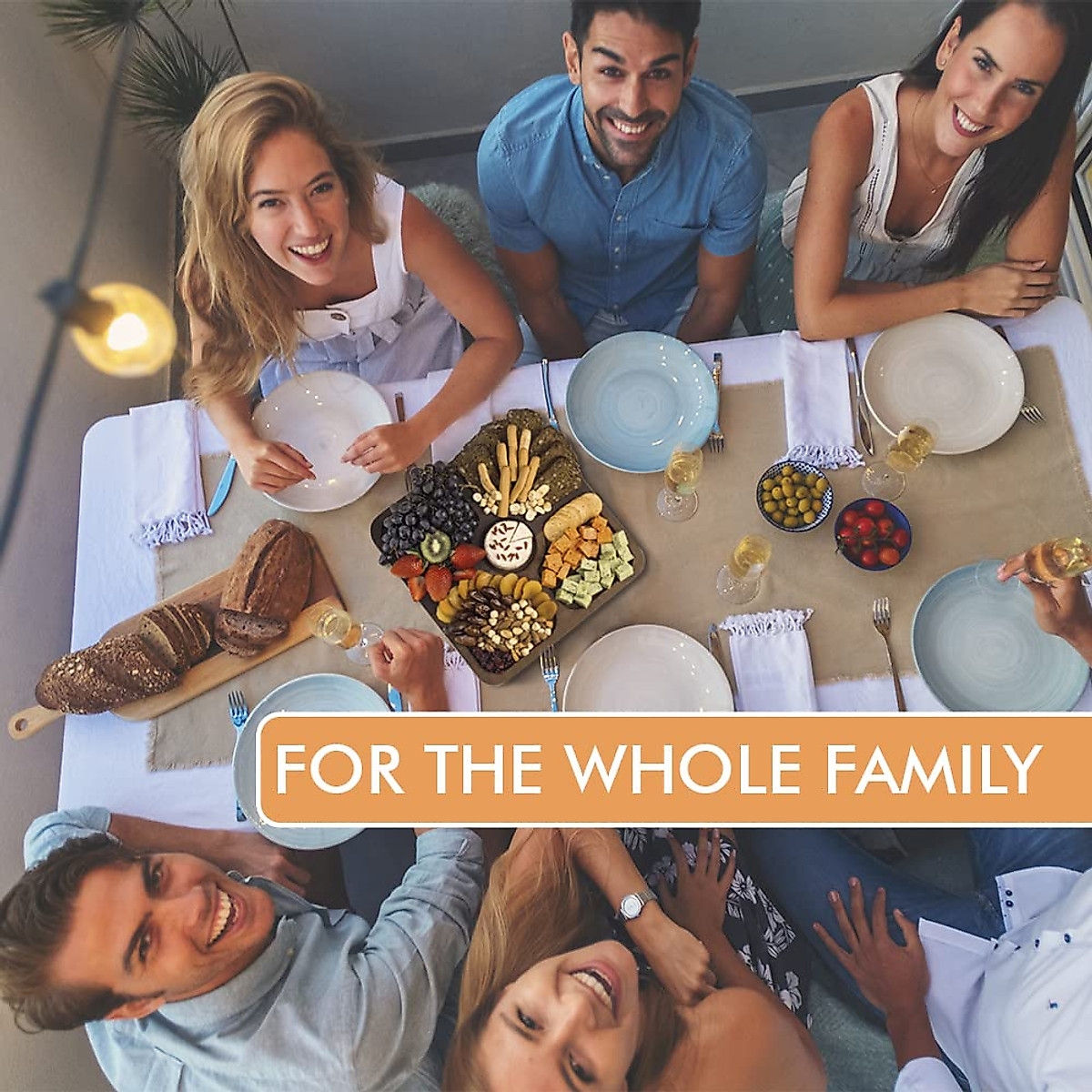 CG Home Heat-Treated Wooden Beech Large Cheese Board, Large Charcuterie Board Platter Unique Housewarming & Bridal Shower Gift Serving Solid Tray Sturdy & Durable