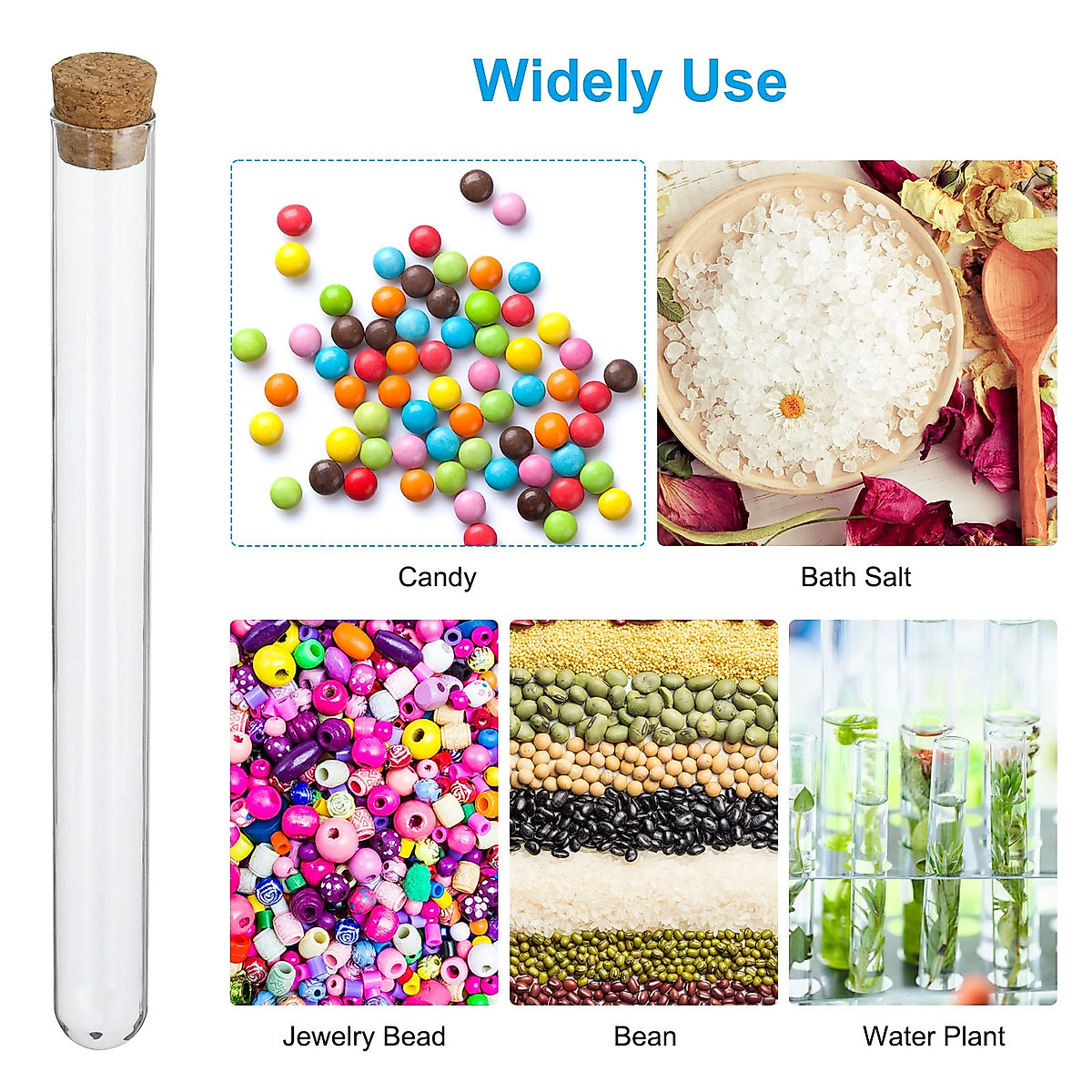 PATIKIL 25ml Test Tubes, 30pcs 5.91x0.59in Glass Clear Round Bottom Test Tube Containers with Cork Stopper for Bead Party Candy Bath Salt Storage Scientific Experiment Plant Propagation