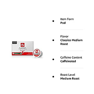 illy Coffee, Smooth and Balanced, Classico Medium Roast Coffee K-Cups, Made with 100% Arabica Coffee, All-Natural, No Preservatives, Coffee Pods for Keurig Coffee Machines,10 K-Cup Pods (Pack of 1)