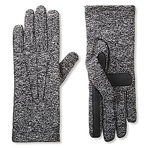 isotoner womens Womenâ€™s Spandex Cold Weather Stretch With Warm Fleece Lining Gloves, Black Heather, One Size US