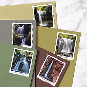 Waterfalls (Sheet of 12) Postage Forever Stamps US Postal First Class Nature Rock River Park Party Announcement Celebration Anniversary Wedding 2023 Scott #5801
