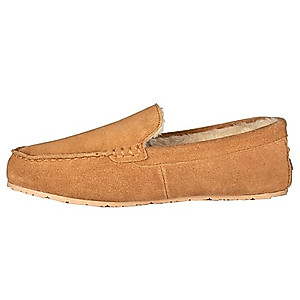 Clarks Mens Suede Moccasin Slippers Warm Cozy Indoor Outdoor Plush Faux Fur Lined Slipper For Men (11 M US, Cinnamon)