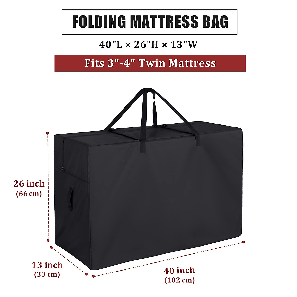 Guisong Folding Mattress Storage Bag, Carry Case for Tri Fold Mattress with Zipper, Foldable Memory Foam Mattress Carrying Case Fits 3-4 inch Full Twin Queen Trifold Mattress