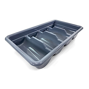 Farag Janitorial Cutlery Bin | Flatware Bin 4 Compartment Plastic | Commercial Cutlery Box Gray | Polypropylene Plastic.