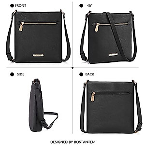 BOSTANTEN Crossbody Bags for Women Designer Cell Phone Multi Pockets Cross Body Purses Shoulder Handbags Ladies Black