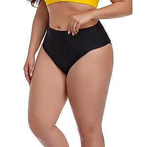 Zohamung Women Mid String Bathing Suit Tie Side Hipster Ruched Full Coverage Low Rise Swimwear Swimsuit Bikini Bottom Black