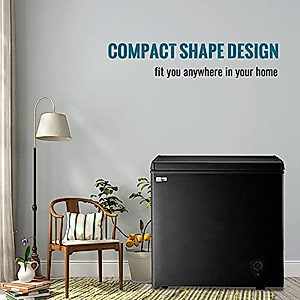 Deep Freezer Small Chest Freezer 5.0 Cu.Ft Mini Chest Freezer with 7 Temperature Settings, Compact Deep Freezer with Top Open Door, Adjustable Storage Basket, Low Noise, Energy Saving,Black