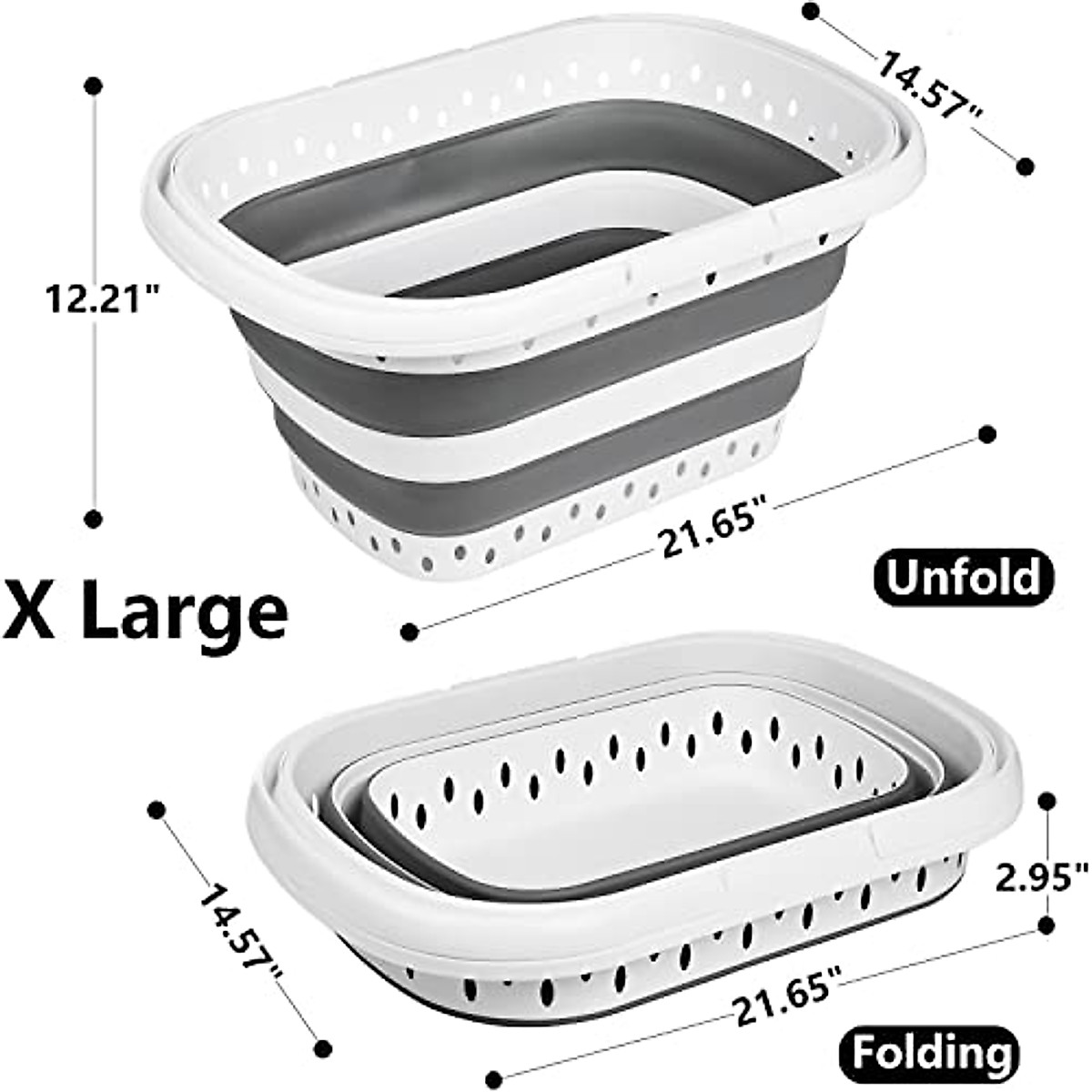 Haundry Collapsible Laundry Basket - 42L Foldable Plastic Laundry Hamper with Handles, Pop-up Basket for Laundry, Portable College Essentials Clothes Hamper