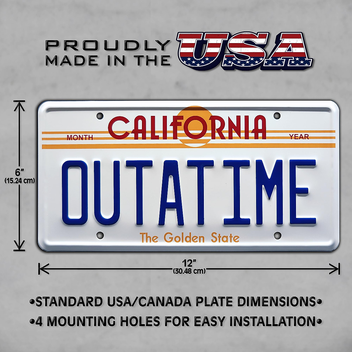 Back to The Future | Delorean | Outatime | Metal Stamped Vanity Prop License Plate