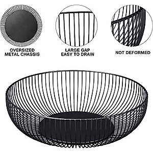 TEETOOKEA Metal Wire Fruit Basket, Creative Minimalist Housewares Metal Iron Fruit Storage Bowls Holder for Kitchen Counter, Home Decor, Table Centerpiece Decorative (Hemisphere)