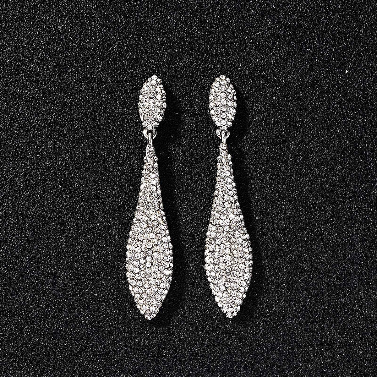 SWEETV Women's Crystal Teardrop Chandelier Dangle Earrings, Rhinestone Long Drop, Silver Bridal Earrings for Wedding Prom