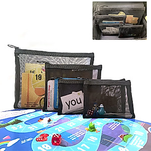 Patu Mini Zipper Mesh Bags, 4" x 5", Size S / A7, 5 Pieces, Beauty Makeup Lipstick Cosmetic Accessories Organizer, Small Travel Kit Storage Pouch, Black