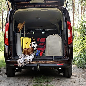 AMJ 2 Pack - Extra Heavy Duty Washable Laundry Bag with Drawstring, Cotton Laundry Bag for Sleeping Bag, Laundry Hamper Liner and Travel, Beige