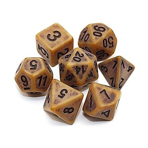 DND Dice Set Ancient RPG Dice for Dungeons and Dragons(D&D) Pathfinder MTG Tabletop Role Playing Game Polyhedral 7-Die Dice Group (Coffee Brown)
