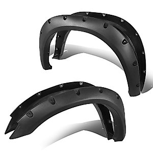 DNA Motoring WF-81008-MBK Pocket-Riveted Style Fender Flare Cover Wheel Protectors Compatible with 10-18 Dodge Ram 2500 3500, 4Pcs/Kit