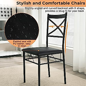 VINGLI 43.3" Dining Table Set for 4, Small Kitchen Table and Chairs for Small Space,5 Pieces Modern Metal and Wooden Dining Table with Chairs Set for Dining Room,Apartment (Dark Grey)