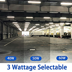 DOSILIO 4FT LED Vapor Tight Light Fixture, 60W-50W-40W Power Selectable 5000K, IP65 Waterproof Industrial Surface Mount LED Shop Lights for Carport, Garage, Freezer, 100-277V, ETL Listed, 4-Pack