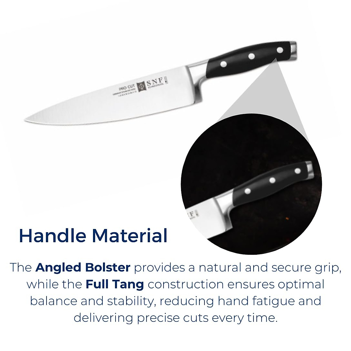 SNFSchneidteufel Pro Cut Forged 8 Inch Chef Knife - X50CrMoV15 Stainless Steel Chefs Knife with Black Ergonomic Handle - 8" inch Chef Knife - Ideal Kitchen Gadgets and Essentials