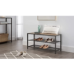 Trinity Shoe Bench with Wire Shelves