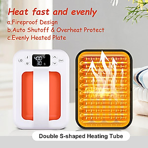 Legooin Heat Press Machine for T-Shirts, 7" × 4.8" Portable Fast Heat-up Easy Press with Precise Temperature Control, Features Insulated Safety Base and Auto-Shut Off, Orange