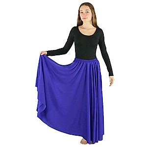 Danzcue Girls Long Full Circle Dance Skirt (S-M, Deep Purple)
