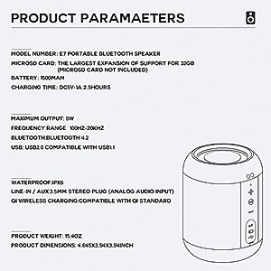 Nitvision Bluetooth Speakers, Waterproof Wireless Speaker,Upgraded, Portable Speaker with IPX5 Waterproof, Supports Wireless Charging, 24H Playtime-Black