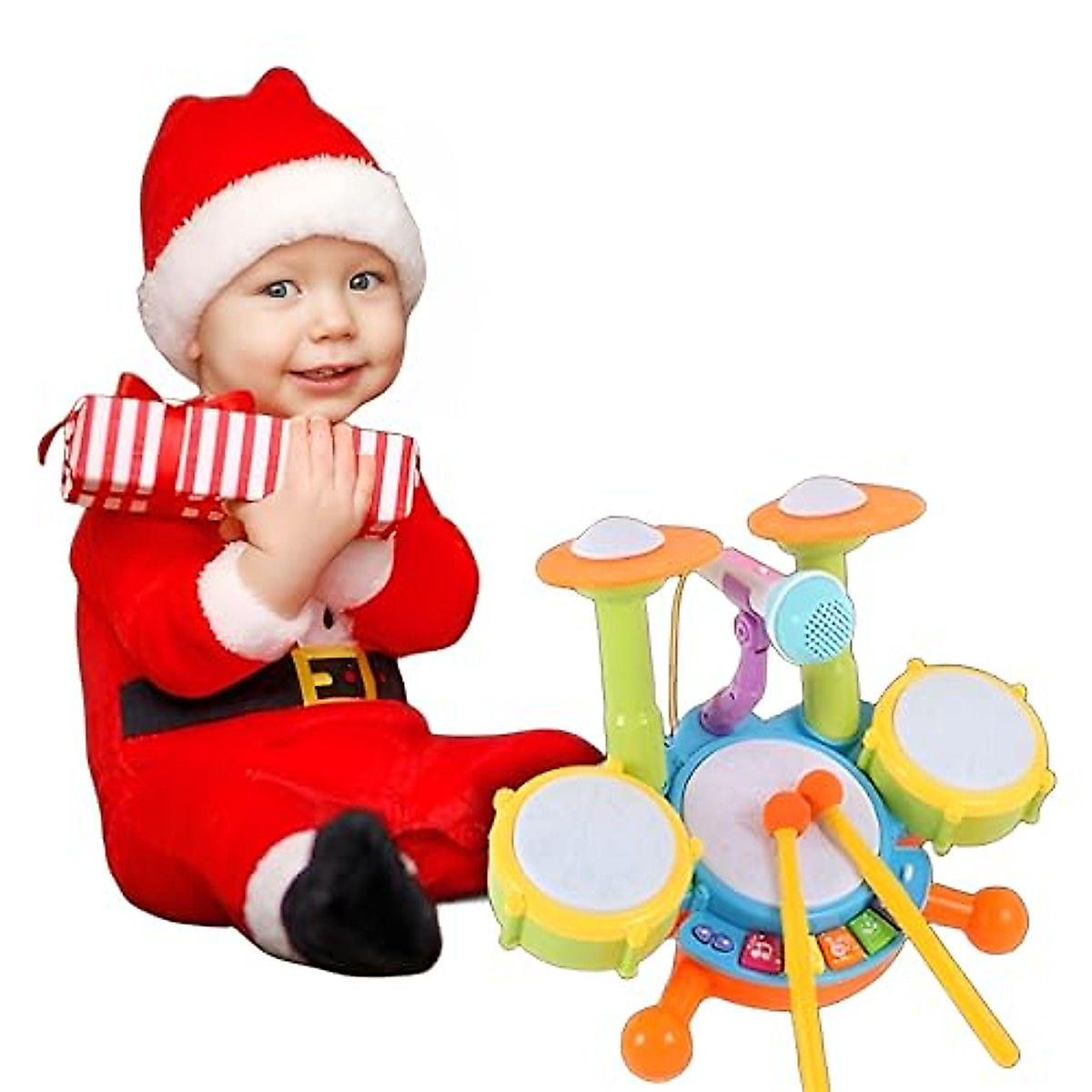 Drum Set for Toddlers 1-3, Baby Drum Set with Microphone, Kids Drum Sets for 2-5, Toddler Drum Set Toys for 1 2 3 Year Old Boy Birthday Christmas for Babies Boy Girl 6 12 18 Month