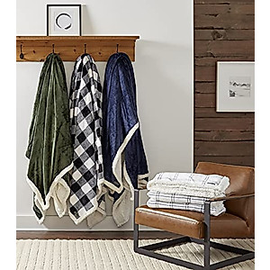 Eddie Bauer- King Blanket, Ultra Soft & Cozy Plush Home Décor, All Season Bedding (Bunkhouse Plaid White, King)