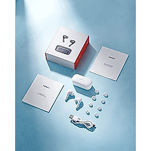 Wireless Earbuds, WENKEYTWS Bluetooth 5.1 Headphones with Wireless Charging Case, Noise Canceling Mics, 30H Playtime, IPX6 Water Resistance, Hi-Fi Stereo Earphones for iPhone and Android(White)