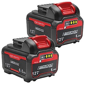 TENMOER 2 Pack 6.0Ah Compatible with Dewalt 12V 6.0Ah Battery Replacement for 12V Dewalt Batteries DCB127 DCD701F2