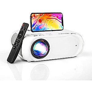 6500 lumens Mini Projector, LED Portable Projector, Video Projector with 1080P Full HD Portable Home Theater Projector, Compatible with iOS / Android, PS4, Xbox, PC, TV (White)