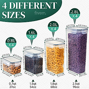 Eshaqzai Stackable Food Storage Containers for Pantry, 24 PCS Air Tight Food Storage Containers with Lids for Cereal,Pasta,Sugar,Flour,Pet & Clear Plastic Containers for Pantry Organization