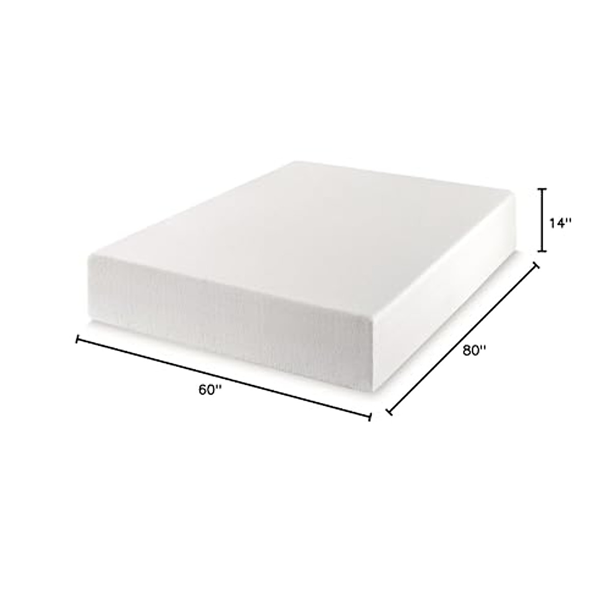 Best Price Mattress 14" Signature Green Tea Memory Foam Mattress, Queen, White