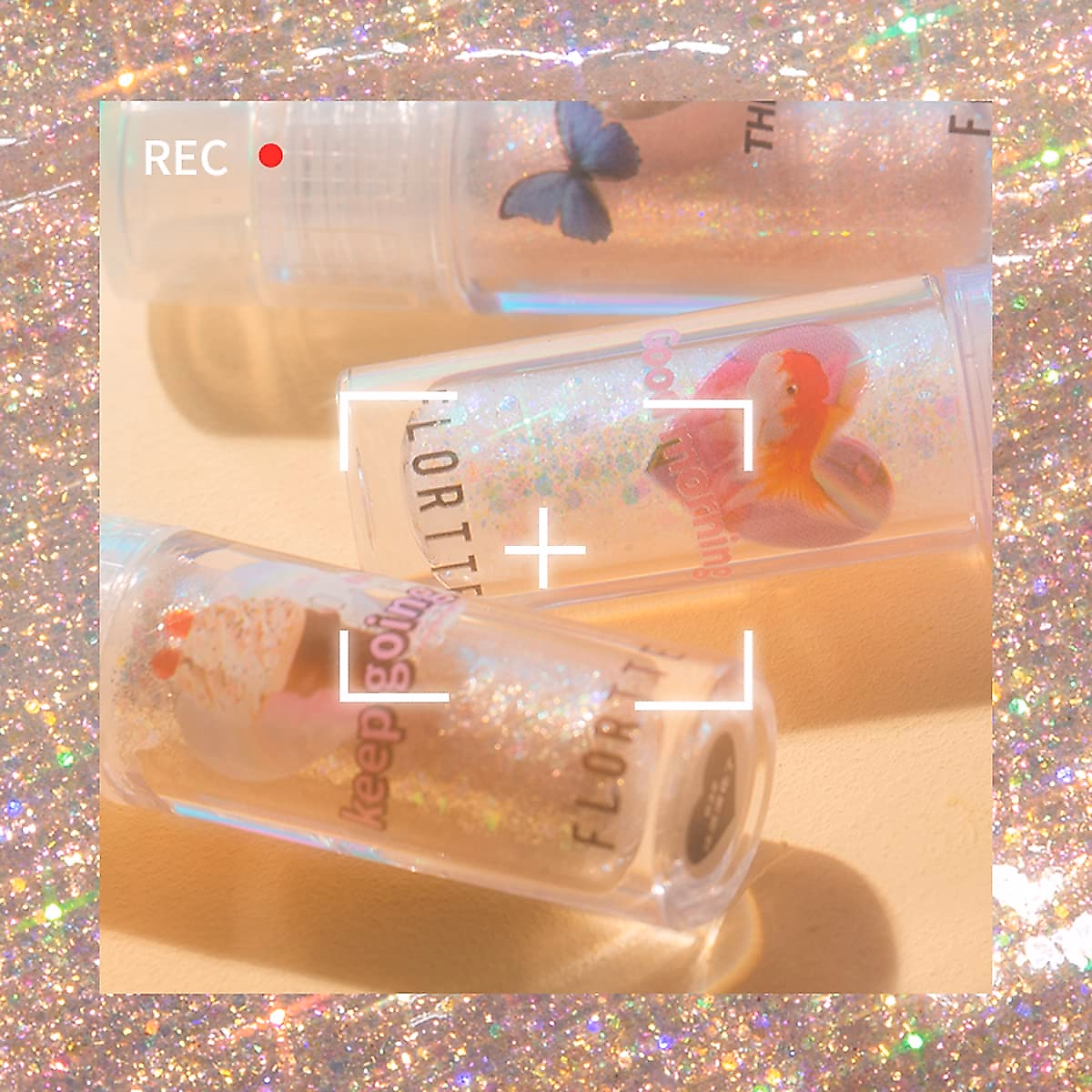 2PCS Flortte Liquid Glitter Eyeshadow, Korean Makeup Star Diamond Streamer Liquid Eyeshadow, Bling Pigmented Eye Makeup Sparkling Korean Eye Glitter, Easy to Apply Liquid Glitter Eyeshadow, Long Lasting Glitter Eyeliner Liquid Shimmer Eyeshadow (02+03)