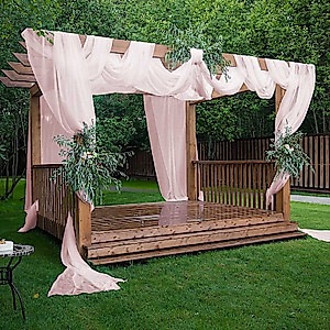 5x32 feet Rose Gold Premium Chiffon Sheer Curtain Panel Ceiling Backdrop Drape Wedding Party Events Reception Supplies